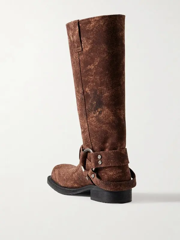 Acne Studios Coated-canvas Knee High Boots With Silver-tone Hardware