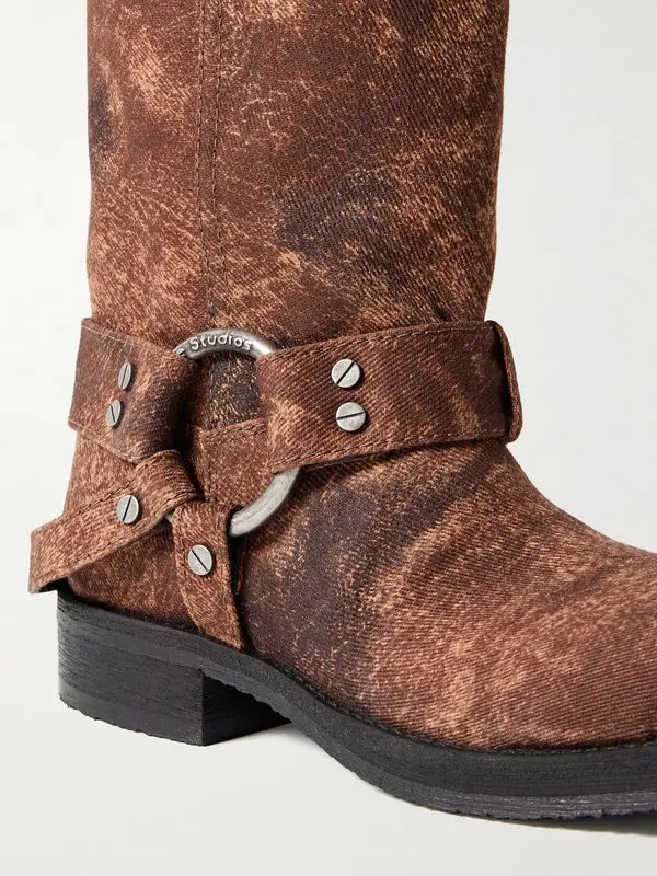 Acne Studios Coated-canvas Knee High Boots With Silver-tone Hardware