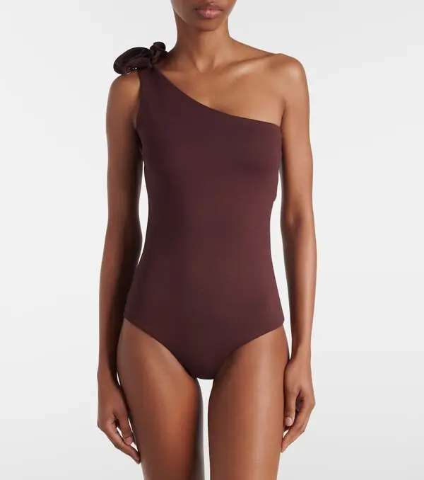 Magda Butrym One-shoulder Swimsuit With Floral Appliqu