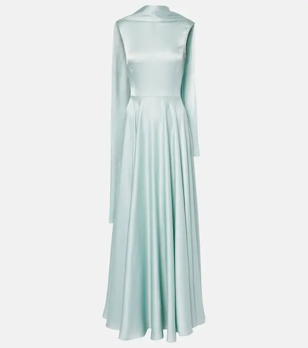 Solace London Emelia Scarf-detail Gown - Blue