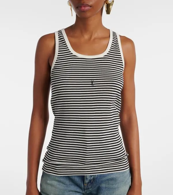 Saint Laurent Cassandre Cotton Jersey Tank Top