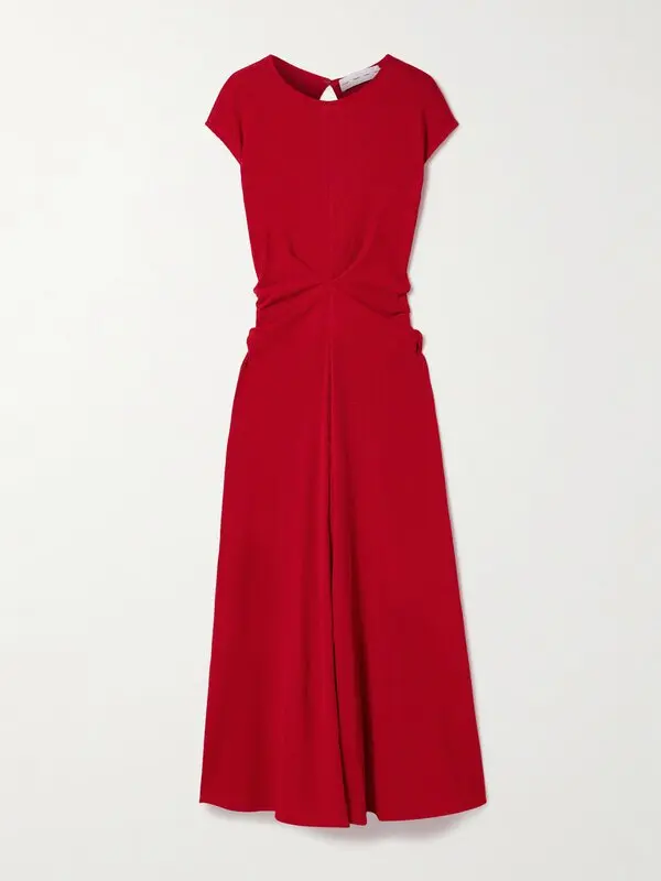 Proenza Schouler White Label Gathered Ribbed-knit Maxi Dress - Red