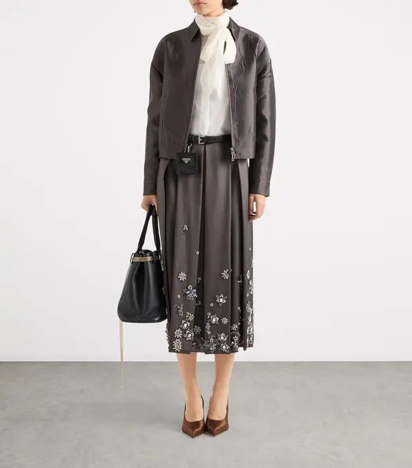Prada Silk-wool Crinkled Jacket