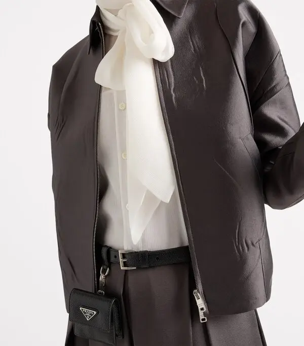 Prada Silk-wool Crinkled Jacket