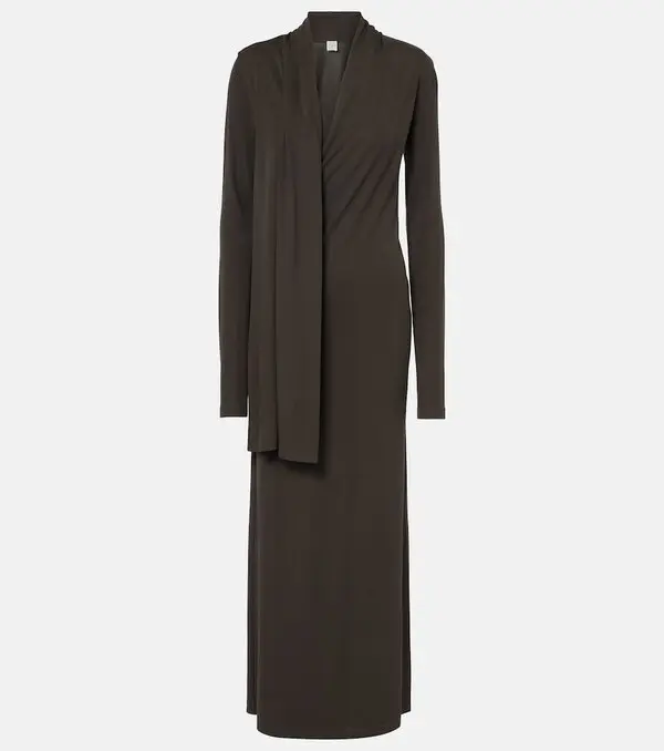 TOTEME Scarf-detail Jersey Maxi Dress - Grey