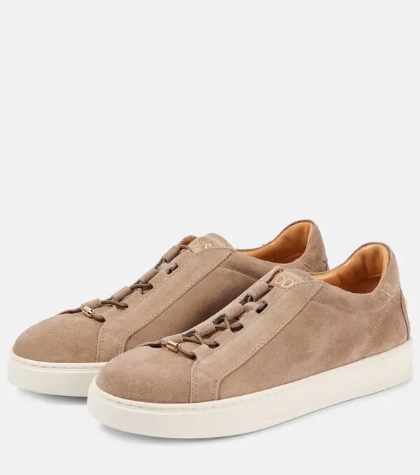 TOD'S Suede Sneakers With Gold Tone Hardware