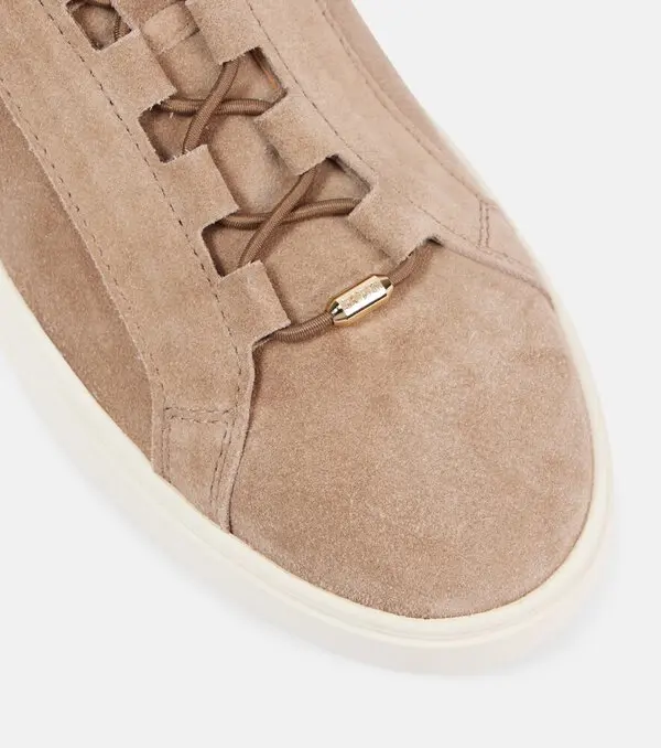 TOD'S Suede Sneakers With Gold Tone Hardware