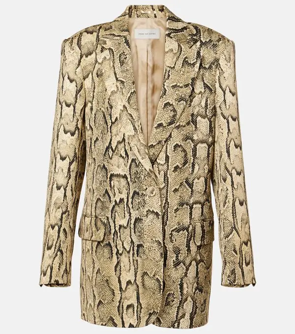 Dries Van Noten Snake-effect Jacquard Blazer - Multicoloured