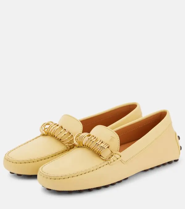 TOD'S Gommino Leather Driving Shoes With Gold Detail