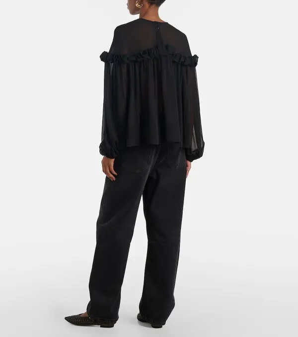 Ulla Johnson Peggy Ruffled Silk Georgette Blouse