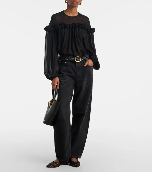 Ulla Johnson Peggy Ruffled Silk Georgette Blouse