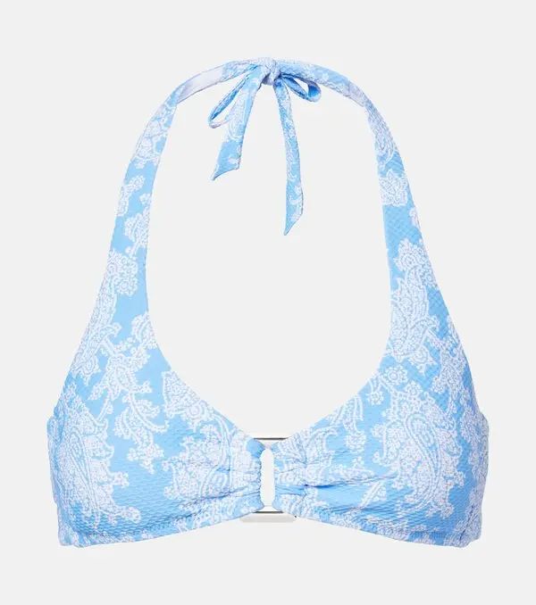 Heidi Klein Paisley Halterneck Bikini Top - Blue