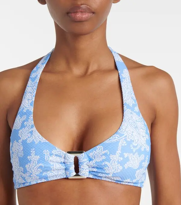 Heidi Klein Paisley Halterneck Bikini Top - Blue