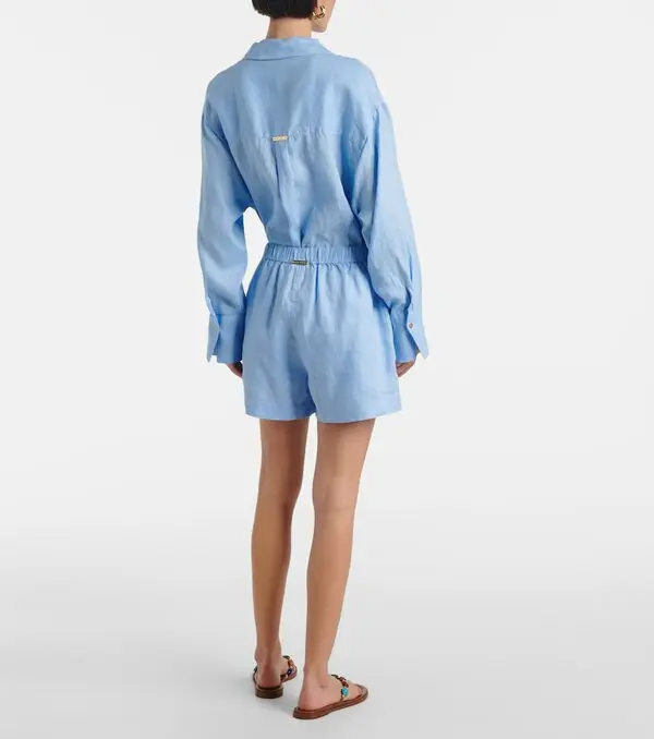 Heidi Klein Linen Shorts - Blue