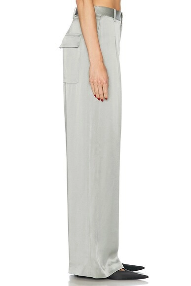 Lapointe Satin Relaxed Pleated Pant - Jade