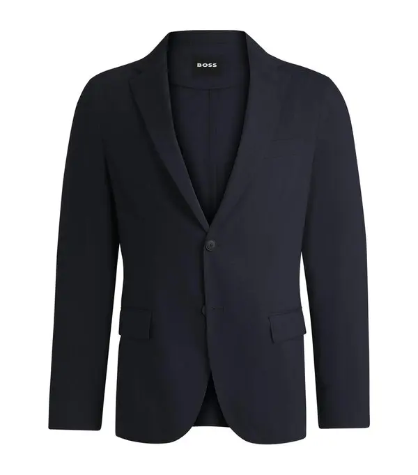 BOSS Linen-blend Slim Blazer - Blue