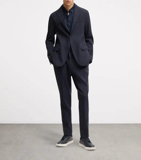 BOSS Linen-blend Slim Blazer - Blue