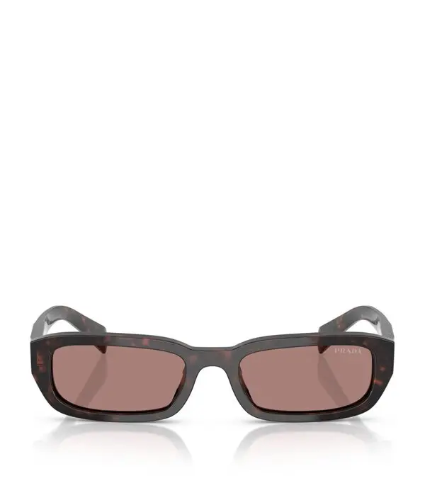 Prada Acetate Rectangular Frame Sunglasses - Brown