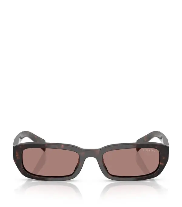 Prada Acetate Rectangular Frame Sunglasses - Brown