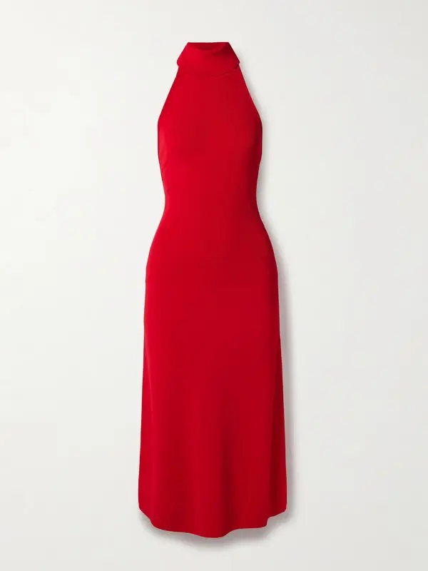 Cult Gaia Katara Knitted Open-back Turtleneck Midi Dress - Red