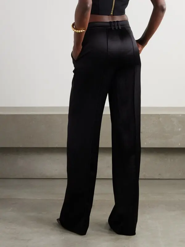 Balmain Pleated Satin Wide-leg Trousers
