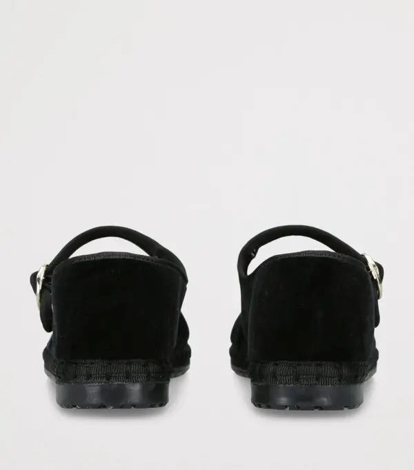 FLABELUS Velvet Antonia Mary Janes - Black
