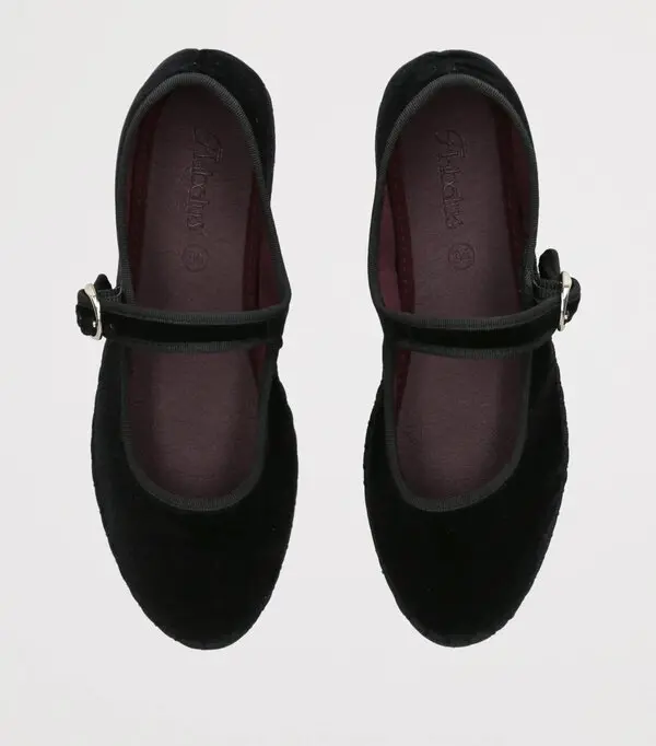 FLABELUS Velvet Antonia Mary Janes - Black