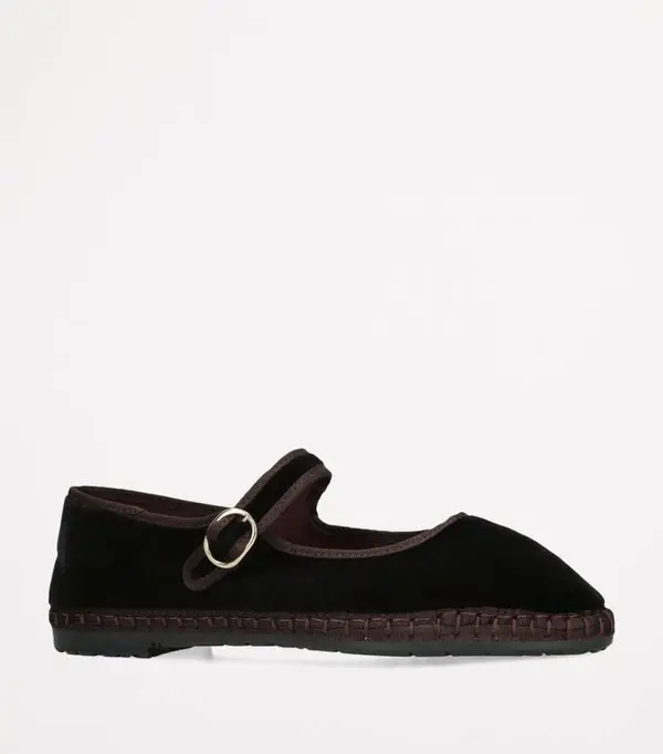 FLABELUS Velvet Sethe Mary Janes - Black