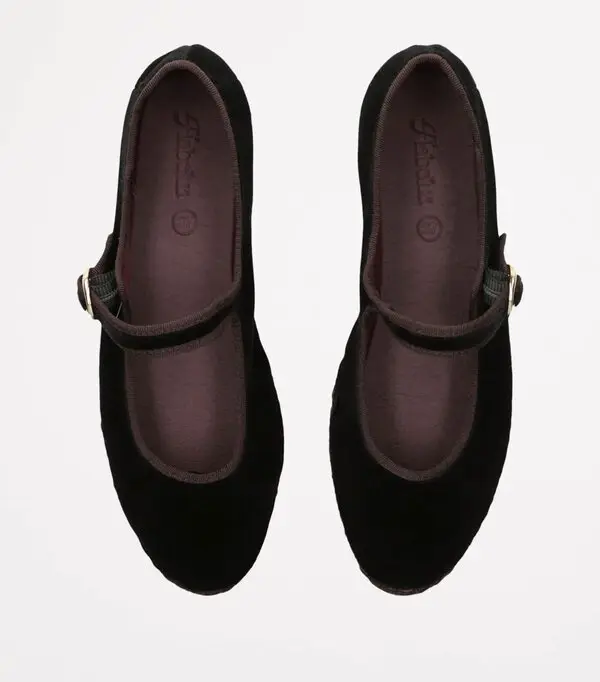 FLABELUS Velvet Mary Janes With Buckle Fastening - Black