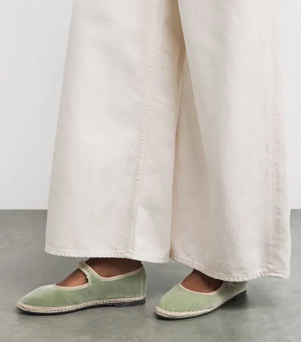 FLABELUS Velvet Uta Mary Janes - Green