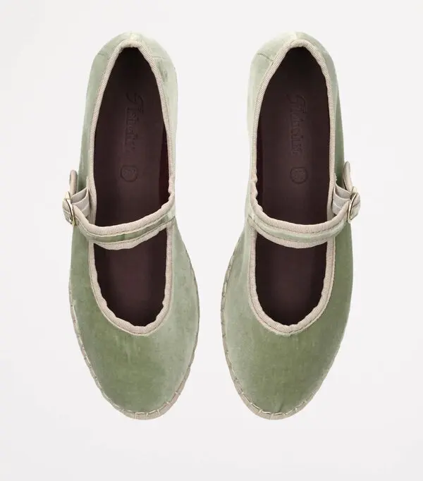 FLABELUS Velvet Uta Mary Janes - Green