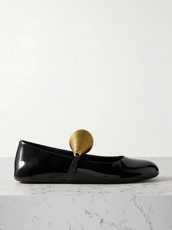 Alaïa Embellished Patent-leather Ballet Flats - Black