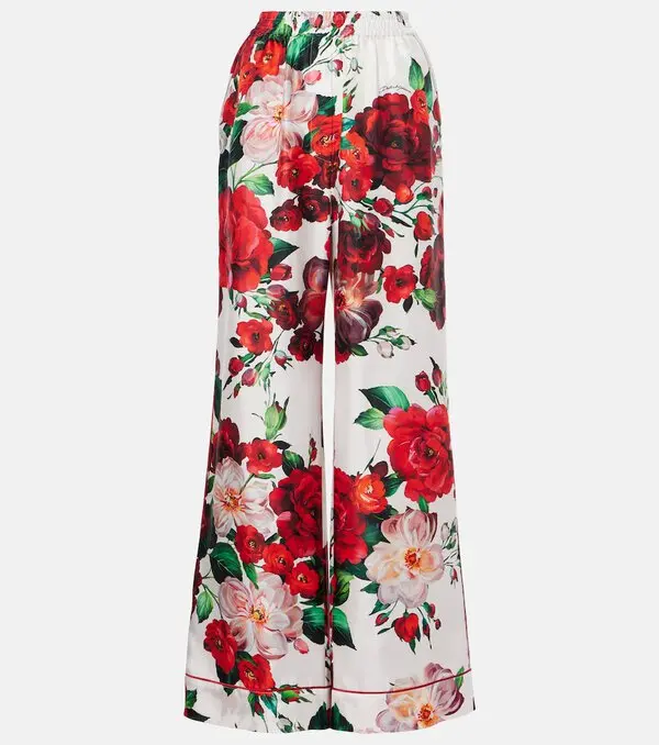 Dolce & Gabbana Floral Silk Wide-leg Trousers - Multicoloured
