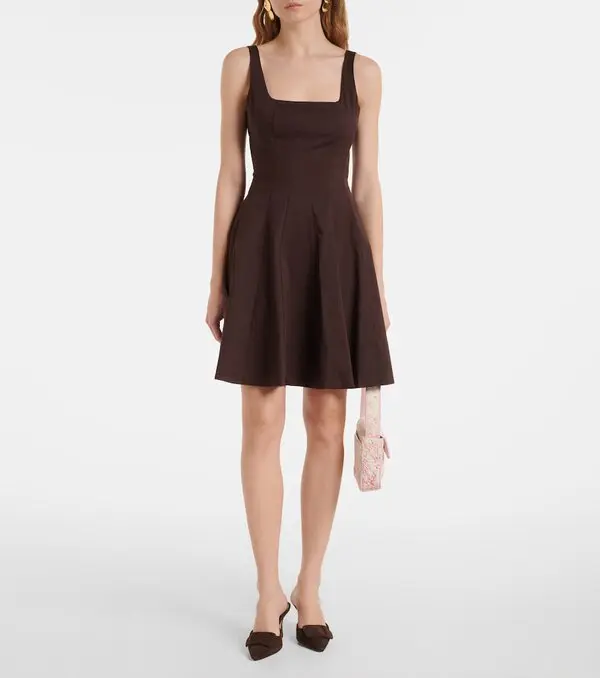 Staud Wells Cotton Mini Dress - Brown