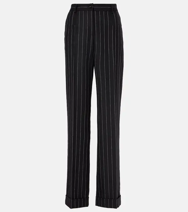 Dolce & Gabbana Striped Wool Tailored Trousers - Black