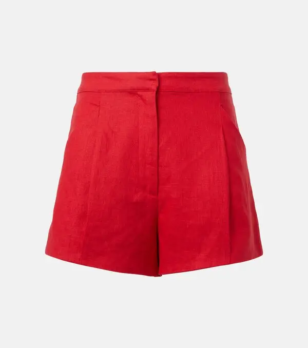 Posse Rosalie High-rise Linen Shorts - Red