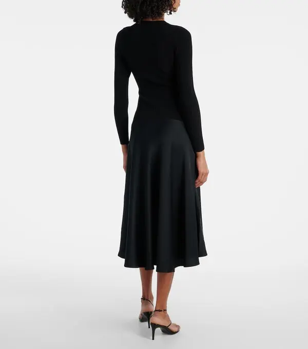 Veronica Beard Vaughn Satin-trimmed Midi Dress