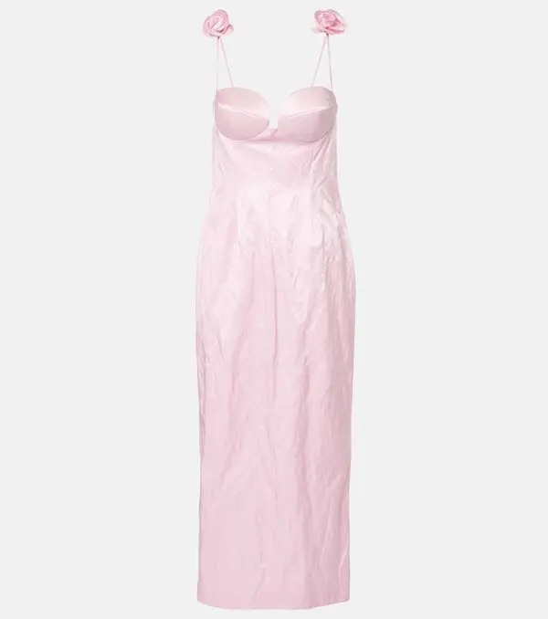 Magda Butrym Floral-applique Cotton-blend Bustier Dress - Pink