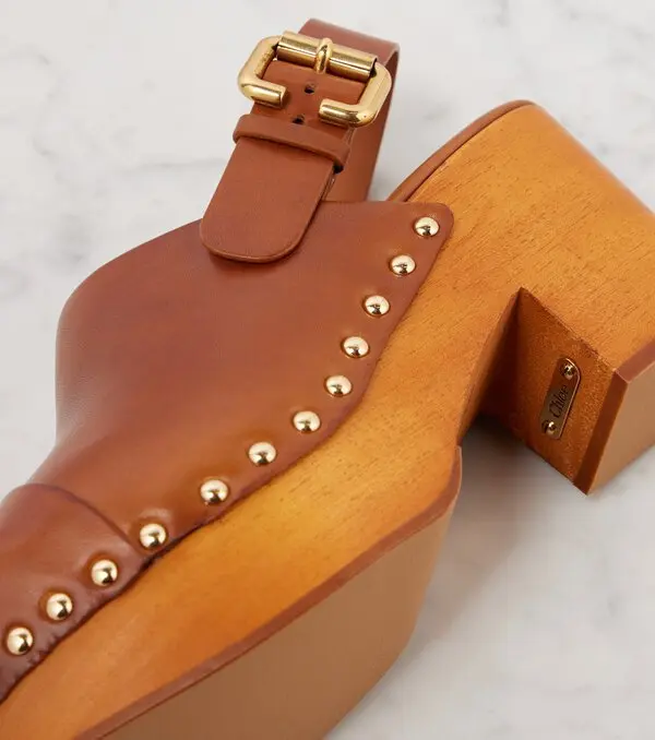 Chloé Jeannette Leather Wedge Clogs