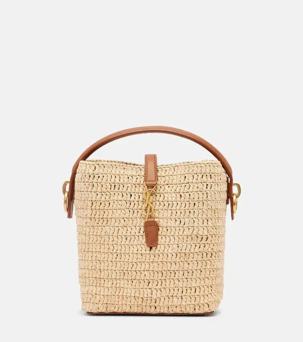 Saint Laurent Le 37 Mini Raffia Bucket Bag - Neutrals