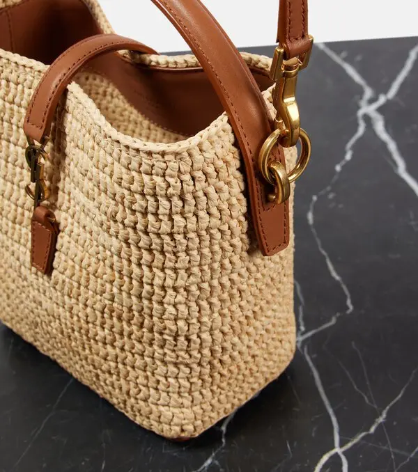 Saint Laurent Le 37 Mini Raffia Bucket Bag - Neutrals