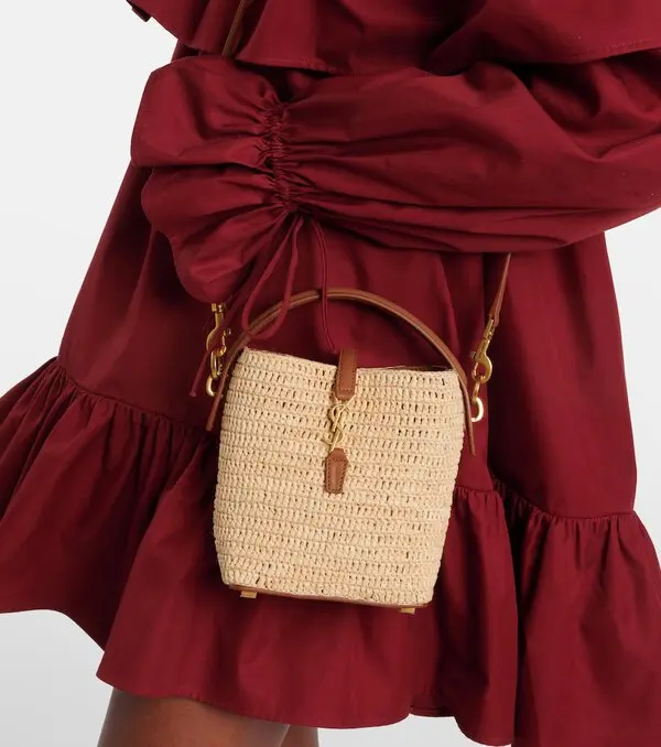 Saint Laurent Le 37 Mini Raffia Bucket Bag - Neutrals