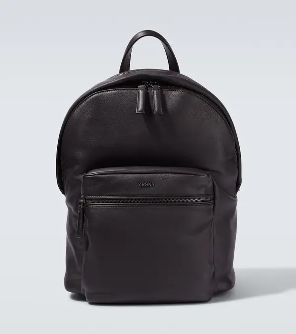 Zegna Secondskin Leather Backpack - Brown