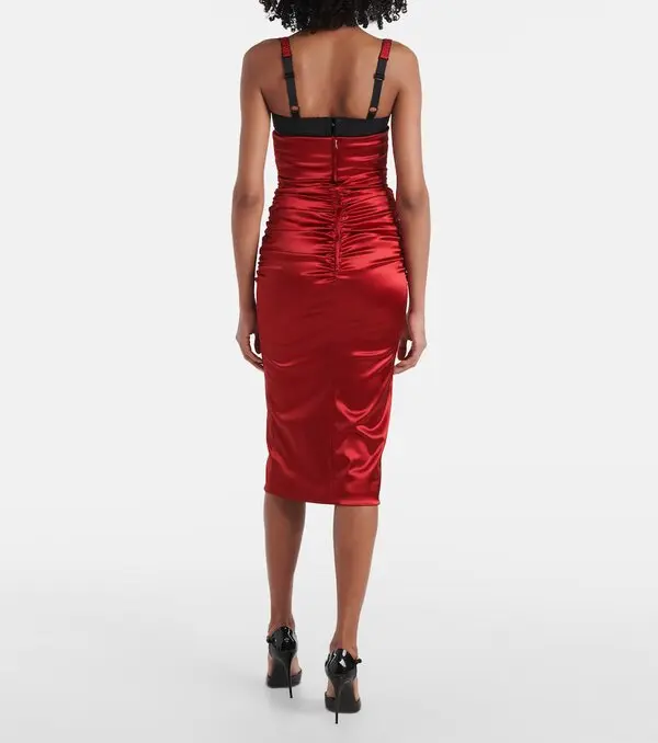 Dolce & Gabbana Ruched Satin Midi Dress