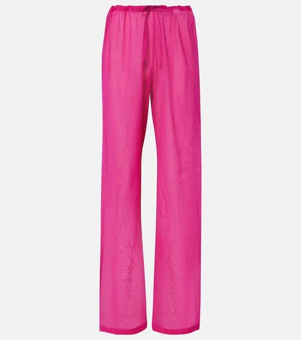 Dries Van Noten High-rise Silk-blend Wide-leg Trousers - Pink