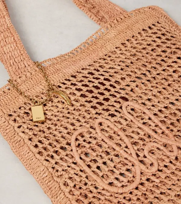 Chloé Raffia-effect Tote Bag - Beige