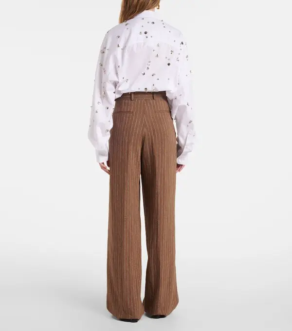 Dries Van Noten Linen-blend Wide-leg Trousers With Detachable Belt