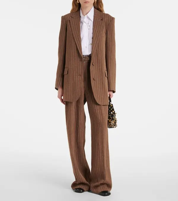 Dries Van Noten Linen-blend Wide-leg Trousers With Detachable Belt