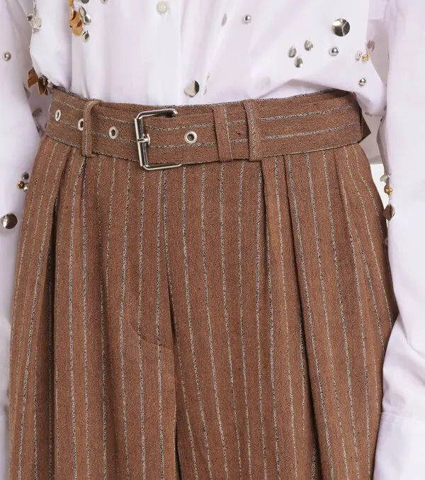 Dries Van Noten Linen-blend Wide-leg Trousers With Detachable Belt