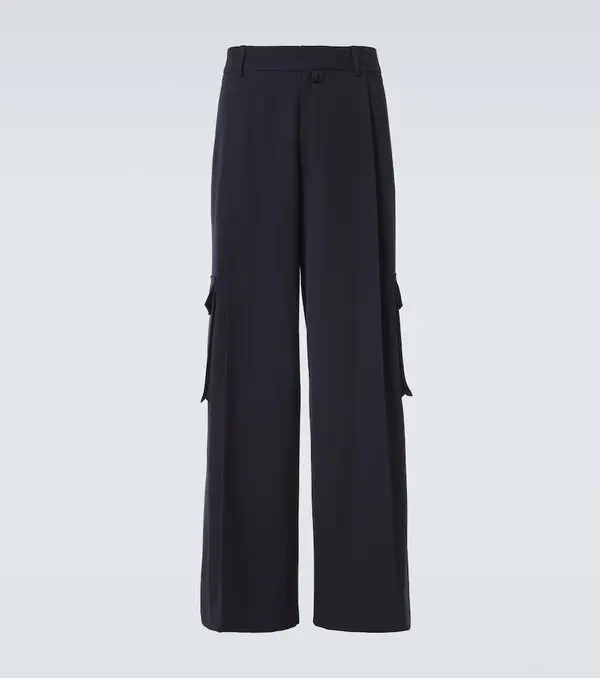 Dries Van Noten High-rise Wool Cargo Trousers - Blue